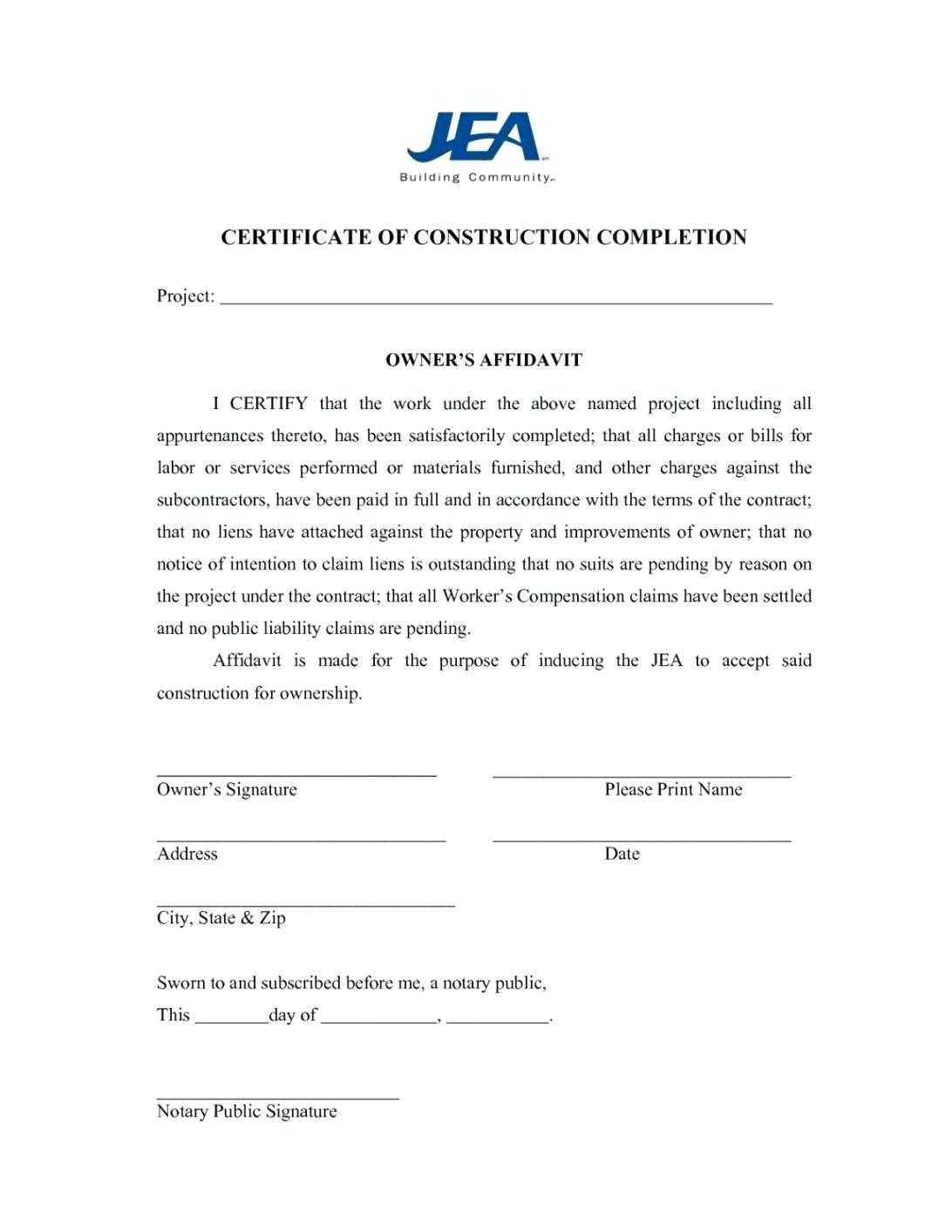 Certificate Of Completion Construction Template Bestawnings Regarding 
