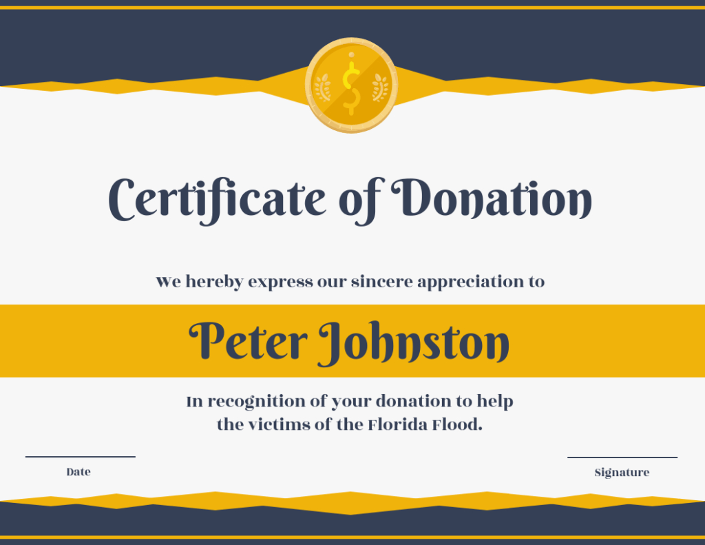 Certificate Of Donation Template Regarding Donation Certificate Template Best Business Templates