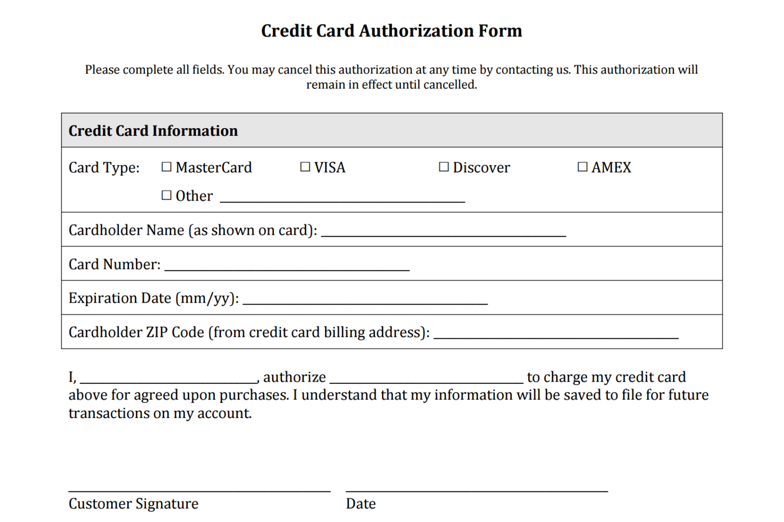 Order Form With Credit Card Template - Best Business Templates
