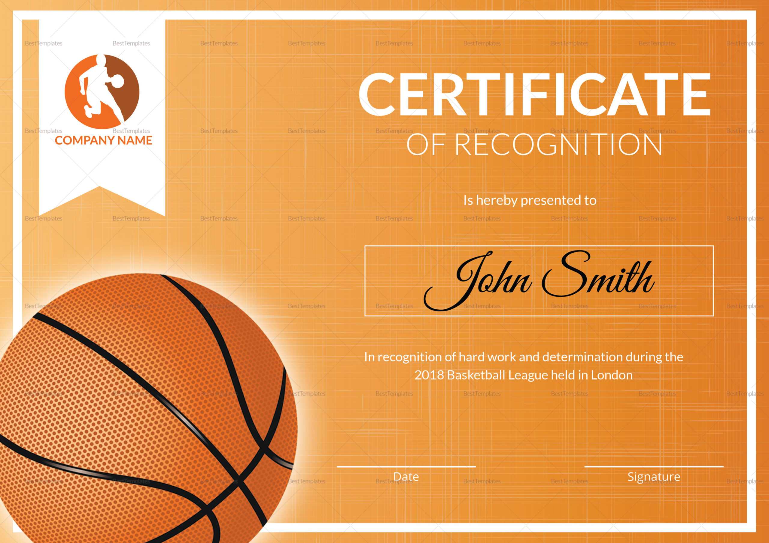 Basketball Camp Certificate Template Martin Printable Calendars