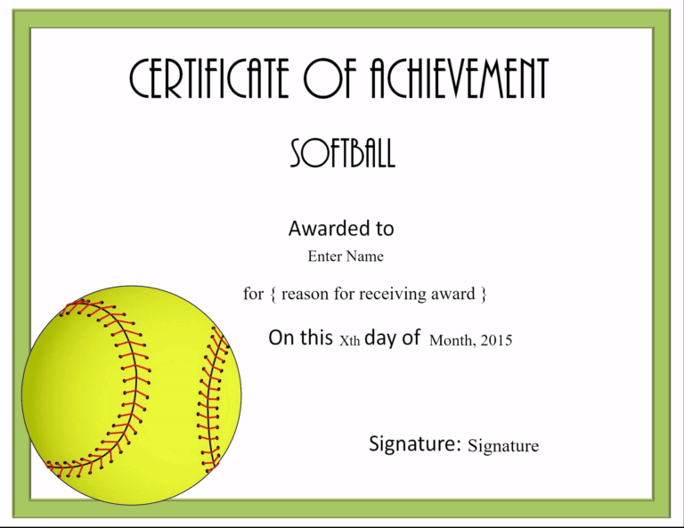 Free Softball Certificate Templates Customize Online In Softball 