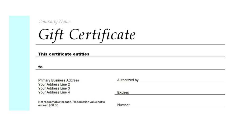 Generic Gift Certificate Template Free Within Generic Certificate 