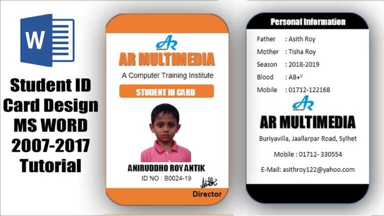 How To Create Professional Student Id Card In Ms Word 2013 Two Part Id 
