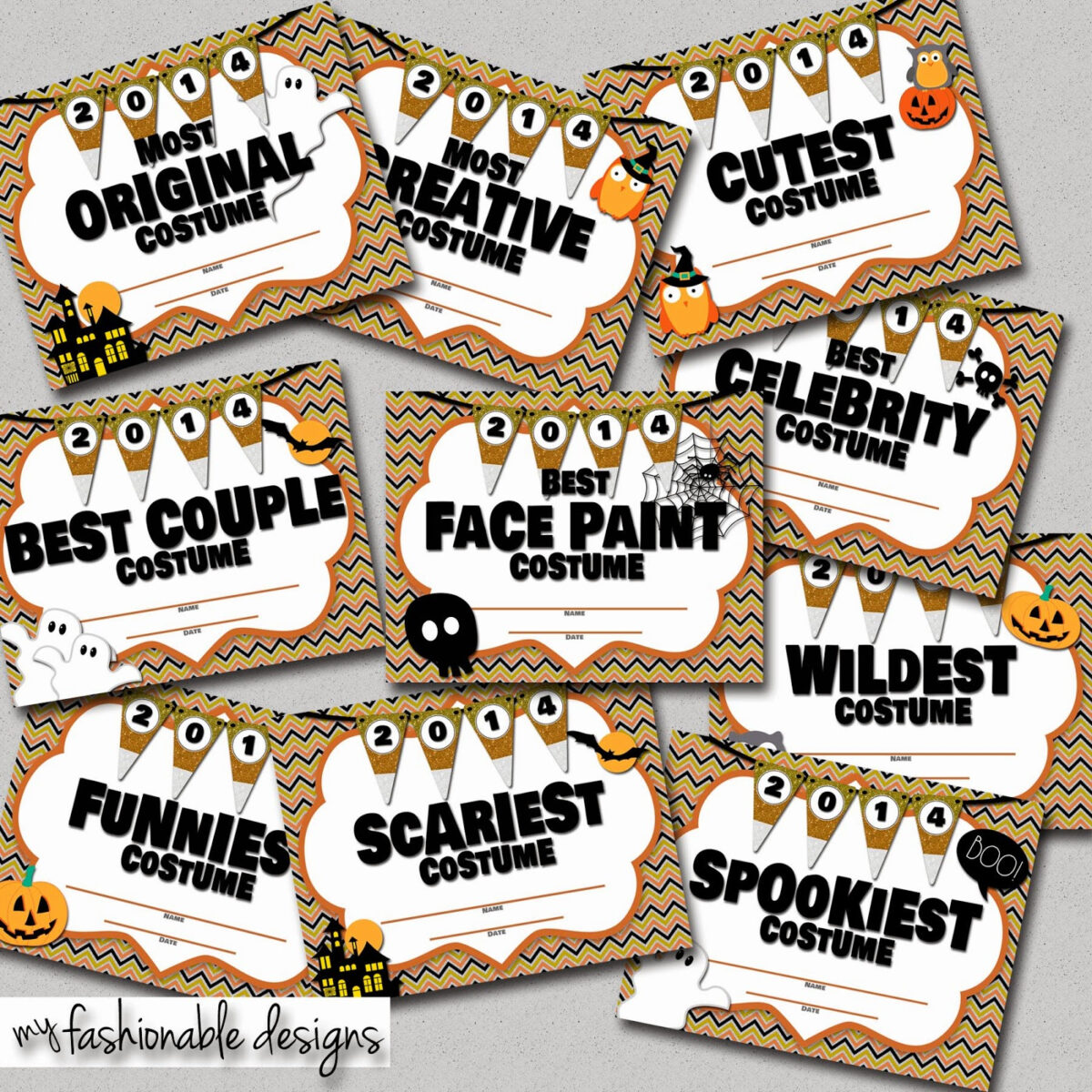 My Fashionable Designs Halloween Costume Contest Certificates 