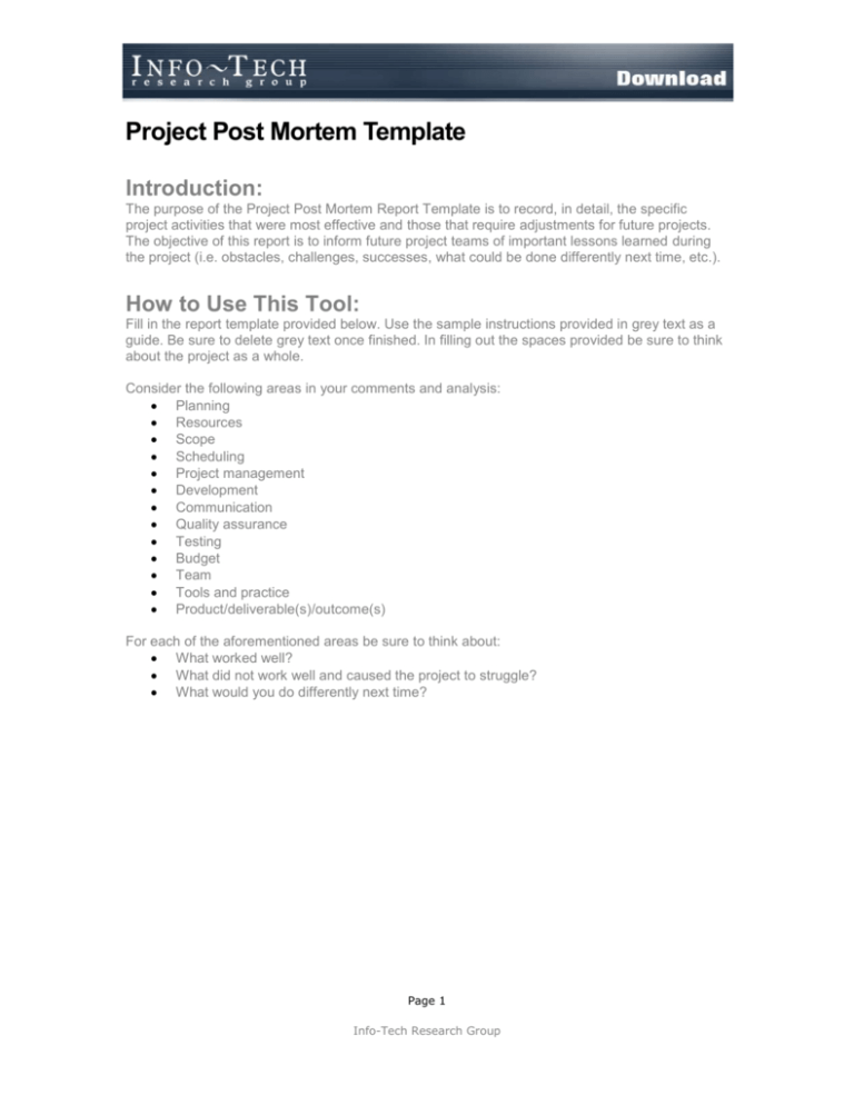 Project Post Mortem Template With Post Mortem Template Powerpoint 